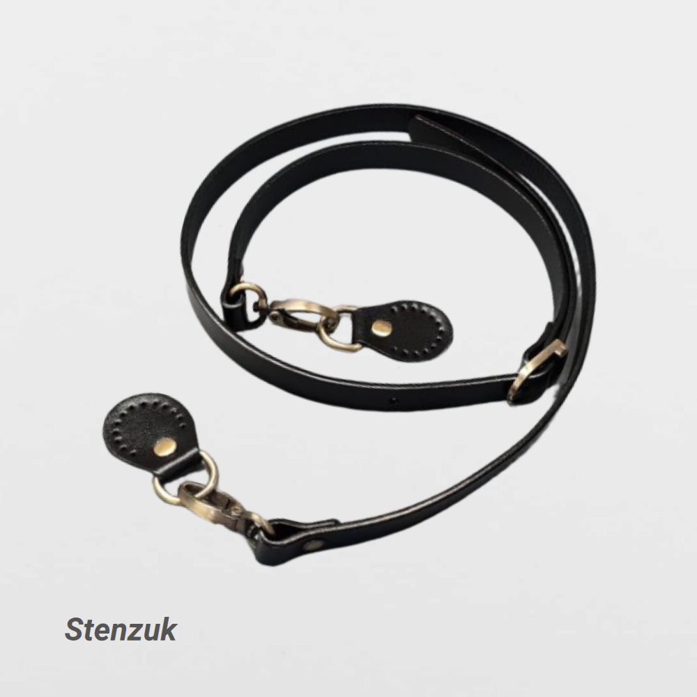 Stenzuk Ремень для сумки, натуральная кожа, черный, длина 100-120см.