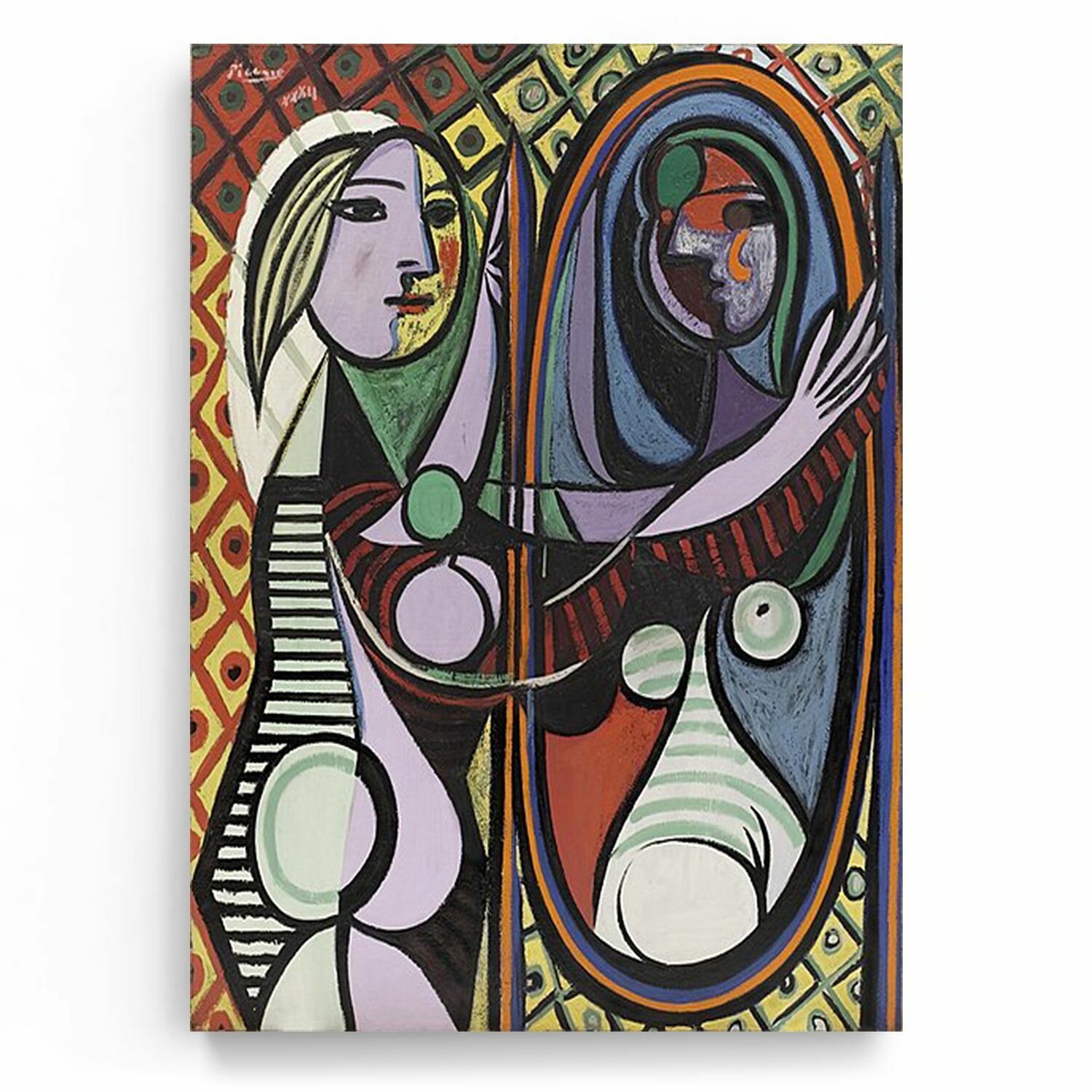 Репродукция / Картина на холсте, Пабло Пикассо "Девушка перед зеркалом", 50х70 см.