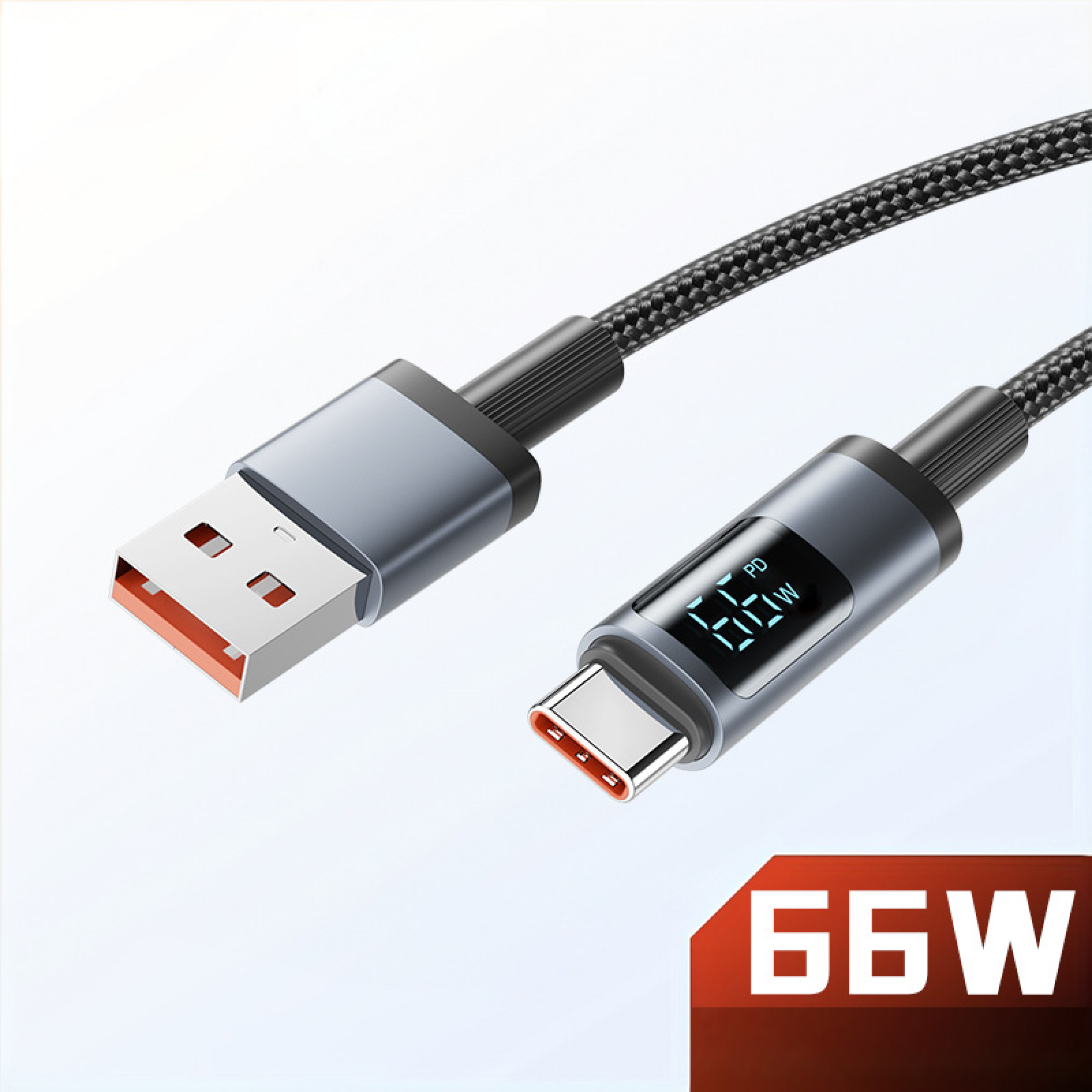 Кабель MyPads USB 3.0 на Type-C с быстрой зарядкой 66W, 2 метра, черный