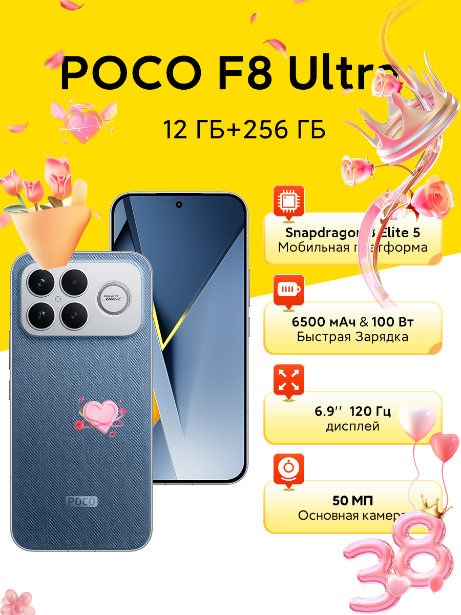Смартфон Poco F8 Ultra 12/256Gb Blue (Синий) 2025 - Версия: Global