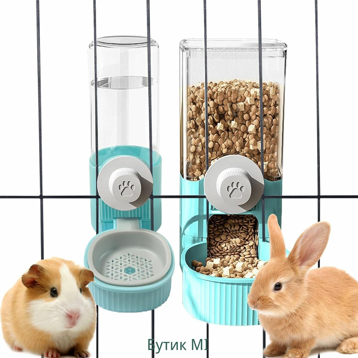 Автоматическая подвесная кормушка-поилка для клетки , для котят, кроликов, шиншилл, ежей, хорьков