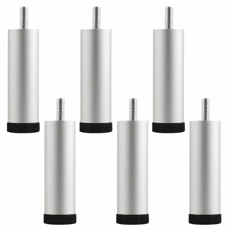 Комплект из шести регулируемых опорных ножек для подъема стола с подставкой ног M8-серебристый