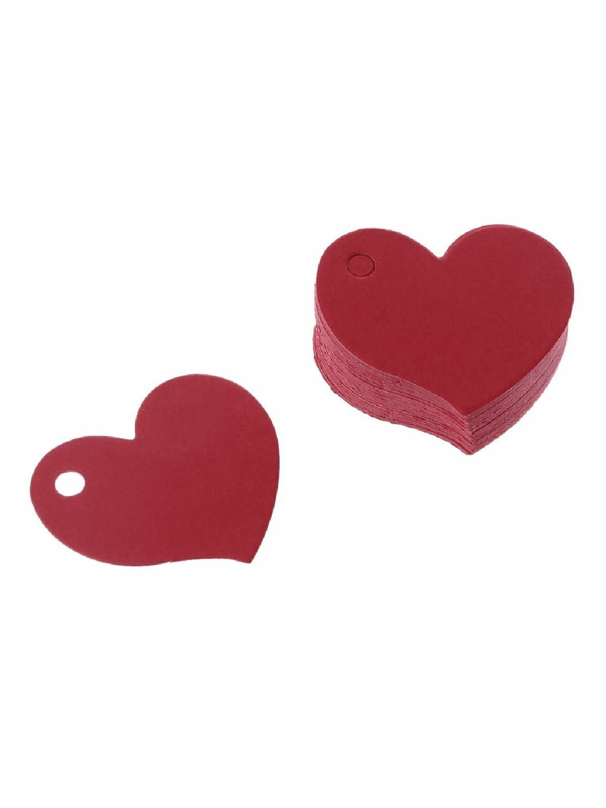 Сердечки из крафтовой бумаги, 50 шт, красный