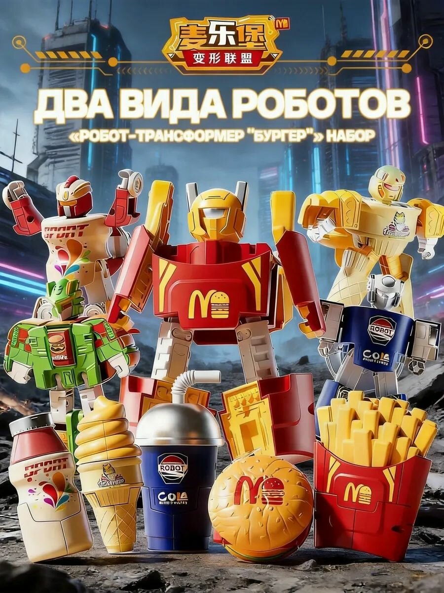 Рансформер-робот Мороженое Воин 2в1 11см: светло-желтый