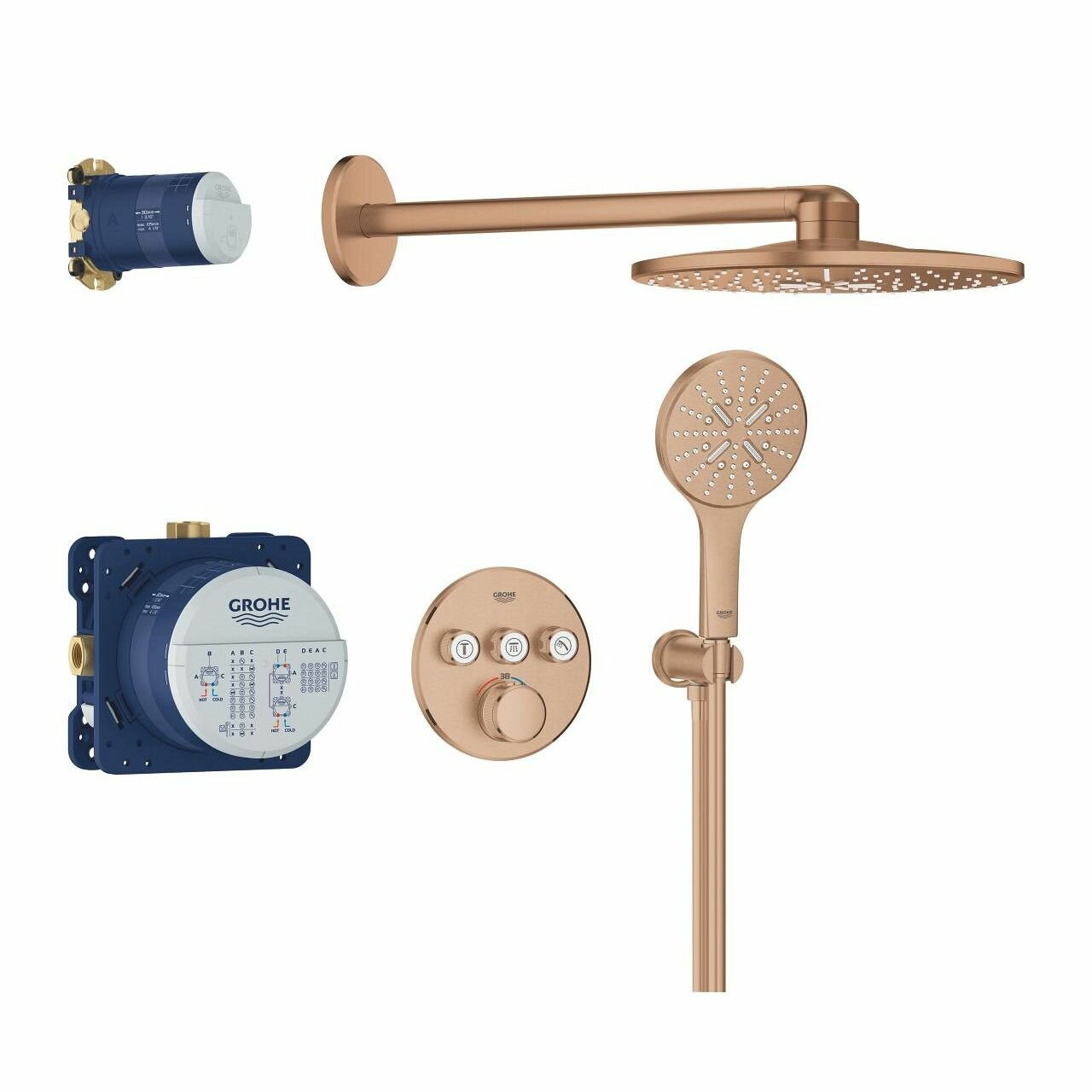 Душевая система GROHE Grohtherm SmartControl скрытого монтажа с термостатом, теплый закат матовый (34863DL0)