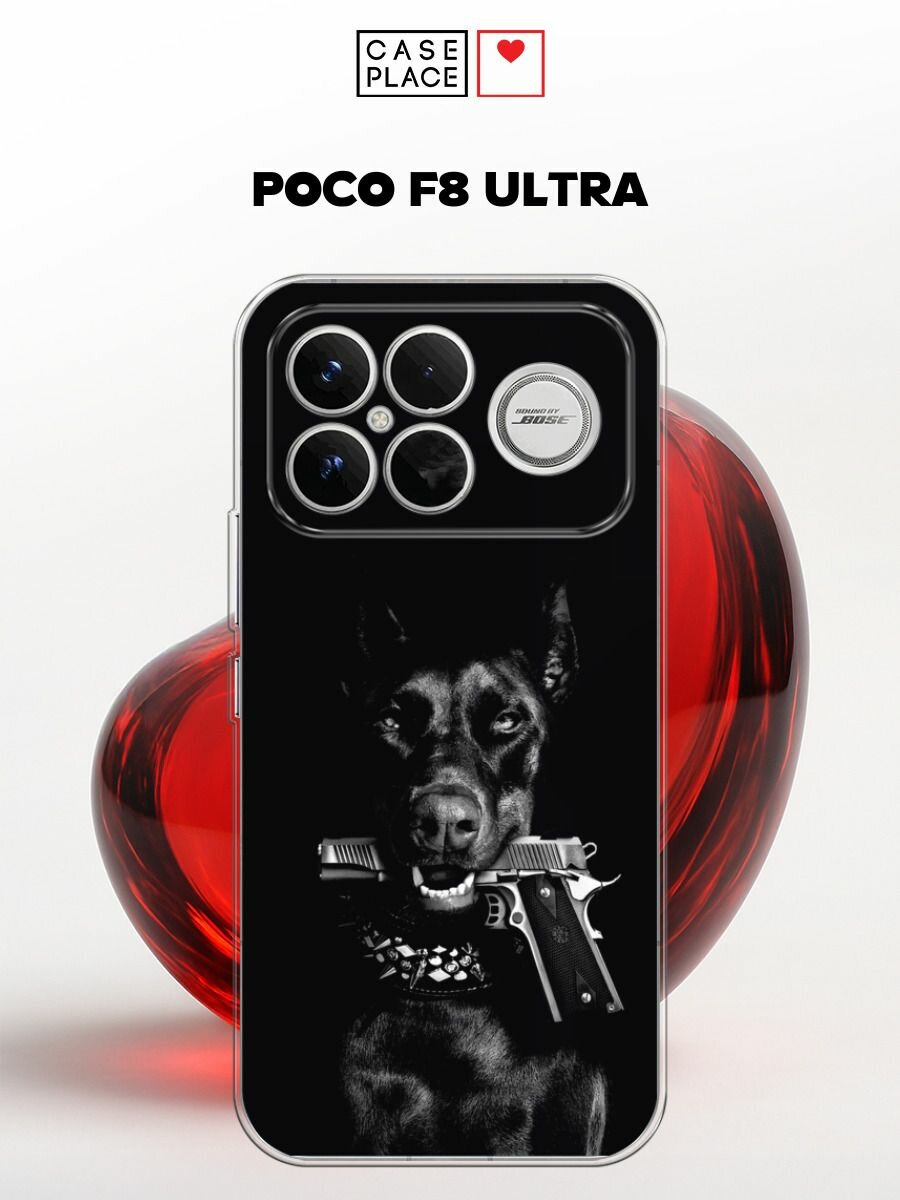 Силиконовый чехол на Poco F8 Ultra / Поко F8 Ультра с принтом доберман