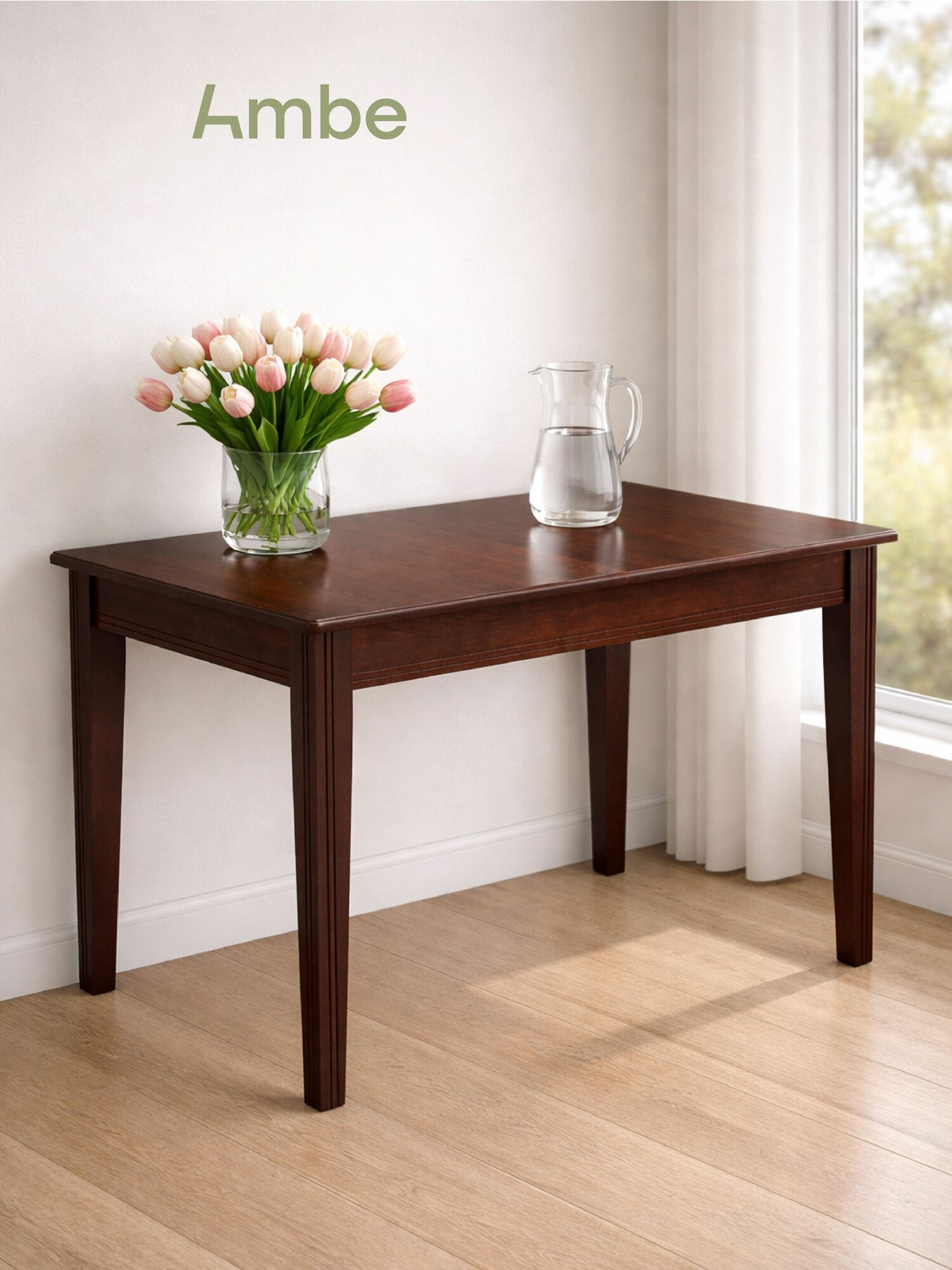 Ambe Стол кухонный обеденный деревянный раздвижной Таурус 120(170)х80 Античный орех