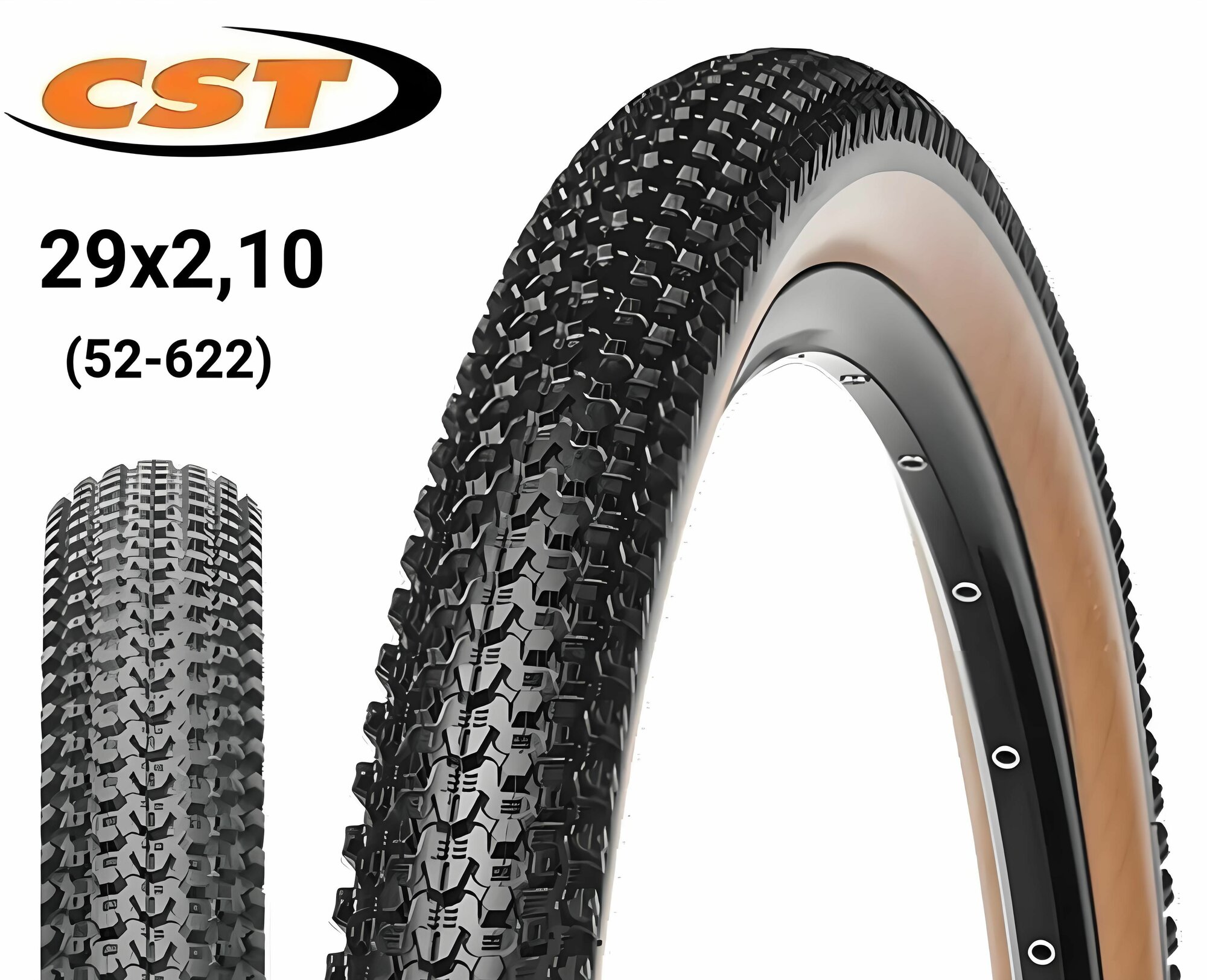 Покрышка для велосипеда 29"x2.10" CST Jack Rabbit C1747 с коричневой боковиной
