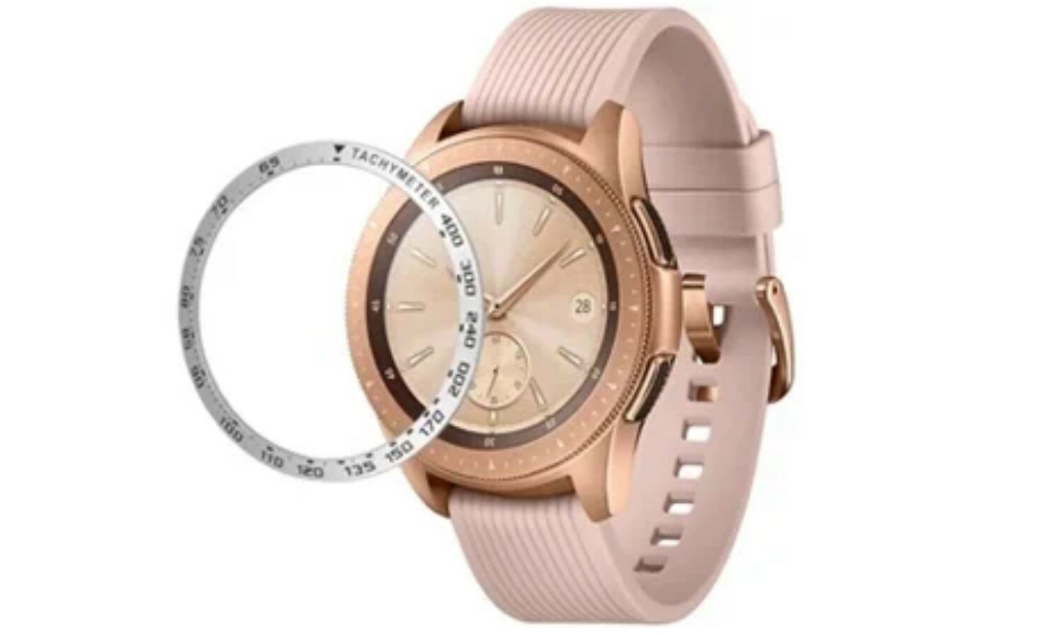 Рамка-безель-циферблат MyPads для смарт-часов Samsung Galaxy Watch3 Titan 45 mm/ Watch 3 (45мм) серебристый