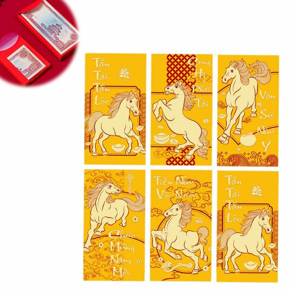 Красные конверты на Китайский Новый год 2026, конверты для денег, счастливый красный конверт Хунбао для Праздника Весны и Лошади