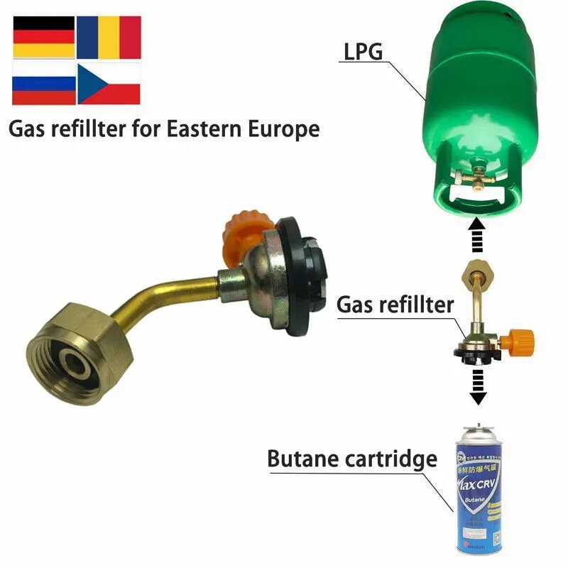 Переходник для заправки газовых баллончиков с бутаном, золотой, 1 шт.