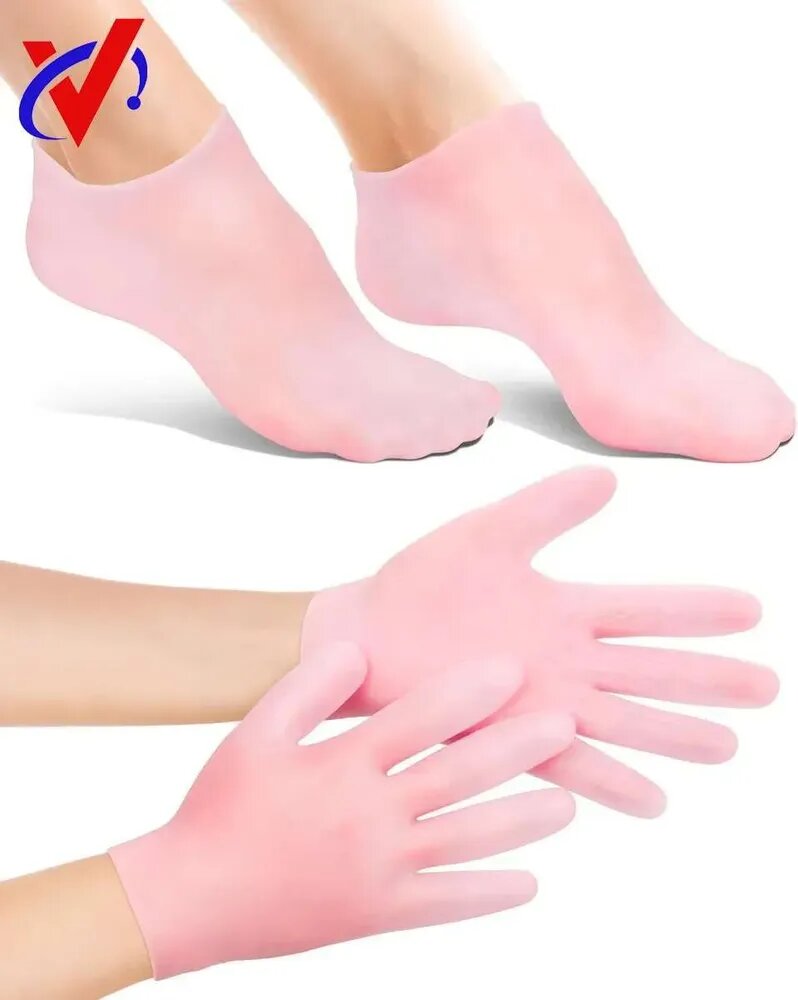 Набор силиконовых увлажняющих перчаток и носков, противоскользящие мягкие гелевые носки для спа-процедур, смягчающие сухую потрескавшуюся кожу ног, для смягчения рук, для ухода за ногами после