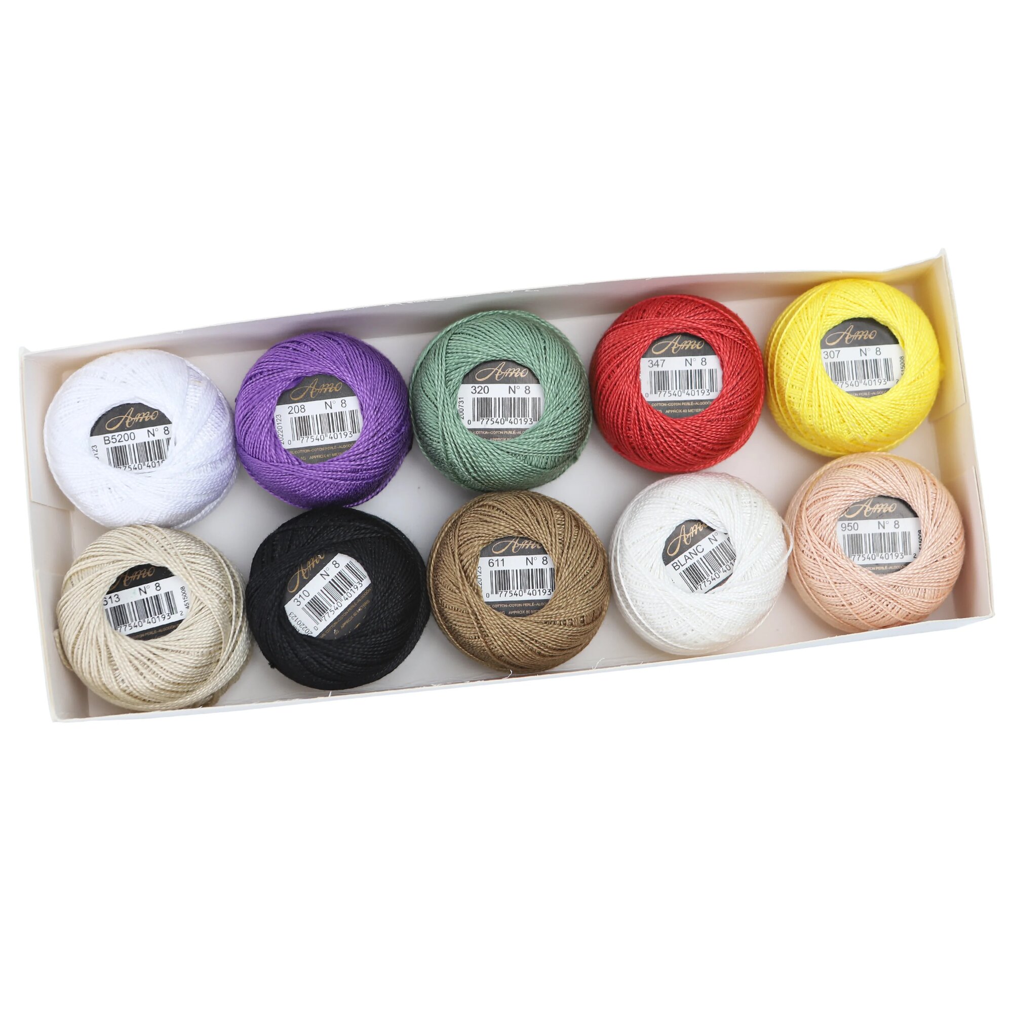 AmoHilos Двойной Мерсеризованный Египетский хлопок жемчуг размер 8, 10 шт. Set 36