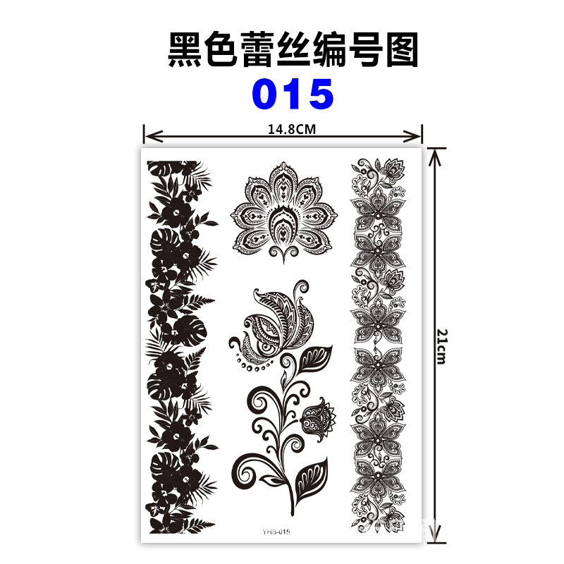 Временные татуировки черной хной в европейском и американском стиле, высококачественные, водостойкие и модные временные татуировки для рук и ног.