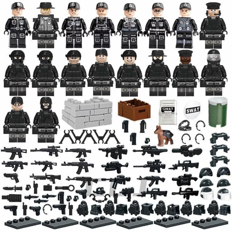 Набор солдатиков SWAT 18 штук набор военных солдатиков пластик для игры — фото 1