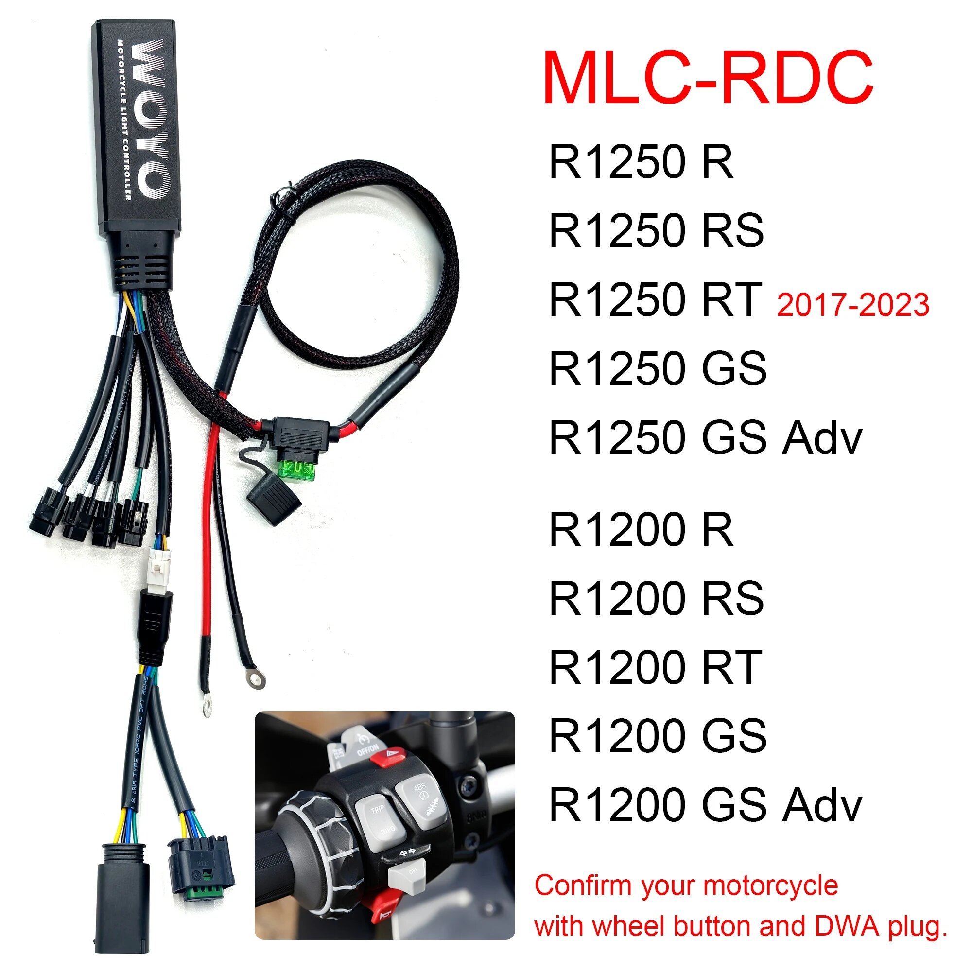 WOYO Контроллер для Мотоцикла BMW R1300 R1200, R1250, F650, F750, F800, F850, F900, Управляйте яркостью с помощью оригинальных кнопок