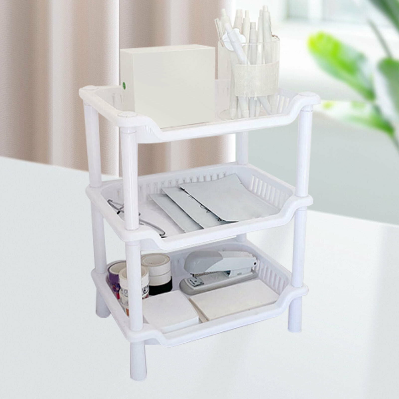3-уровневый органайзер на столешницу для ванной комнаты, съемная многофункциональная полка для хранения макияжа, стеллаж для ванной комнаты, кухни, спальни