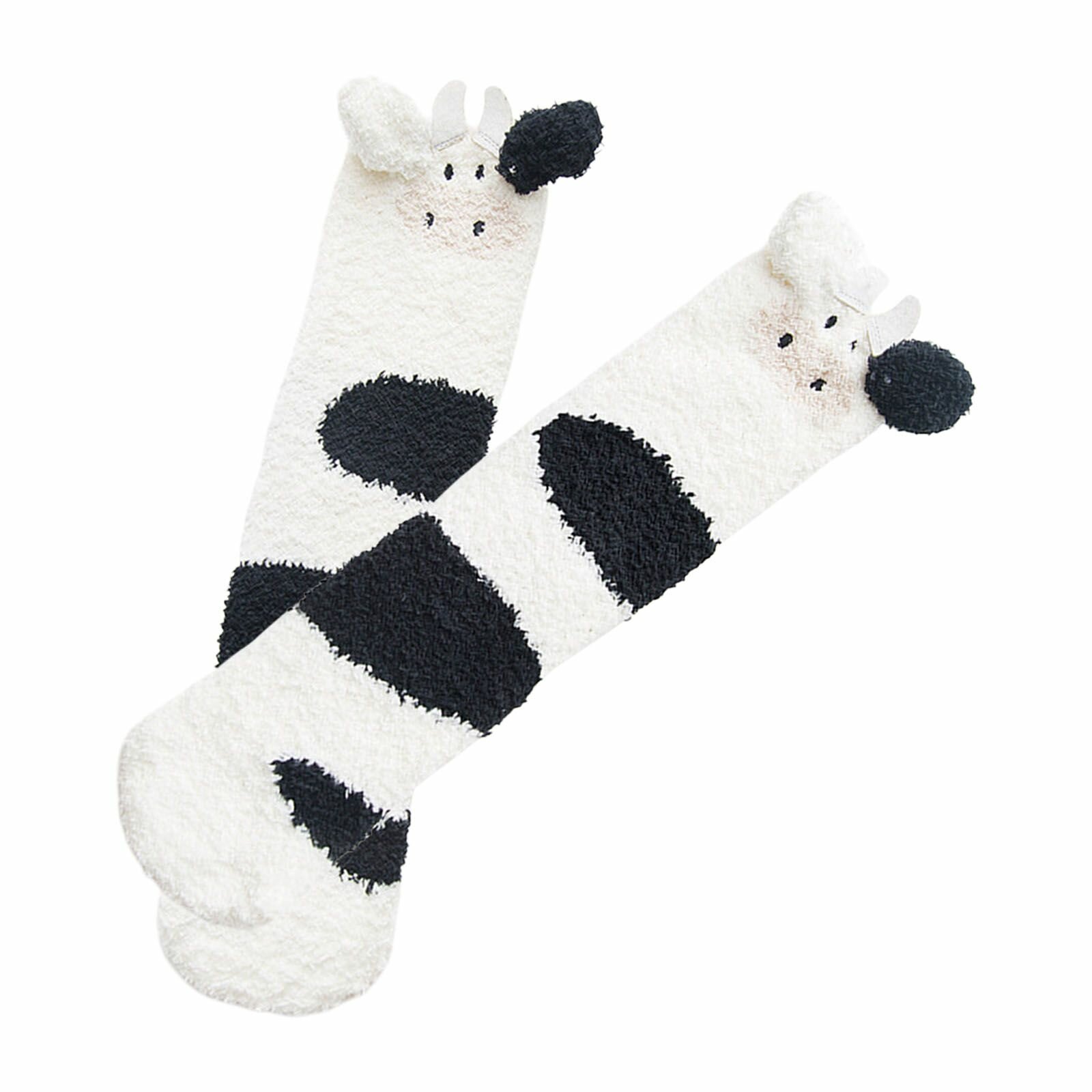 Женские носки из кораллового флиса толстые теплые с мультяшными животными пушистые для сна на полу