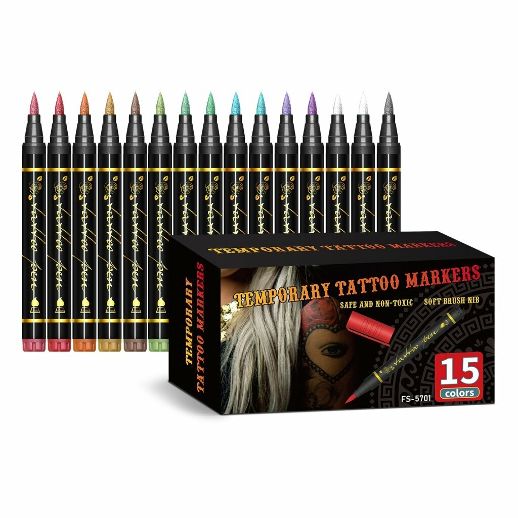 Маркер для рисования лица 15/30 цветов, кончик кисти, Временный маркер для тела, безопасный для кожи