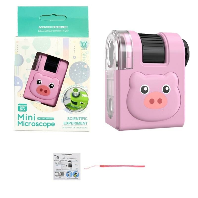 Флуоресцентный микроскоп для детей, Без подставки - поросенок