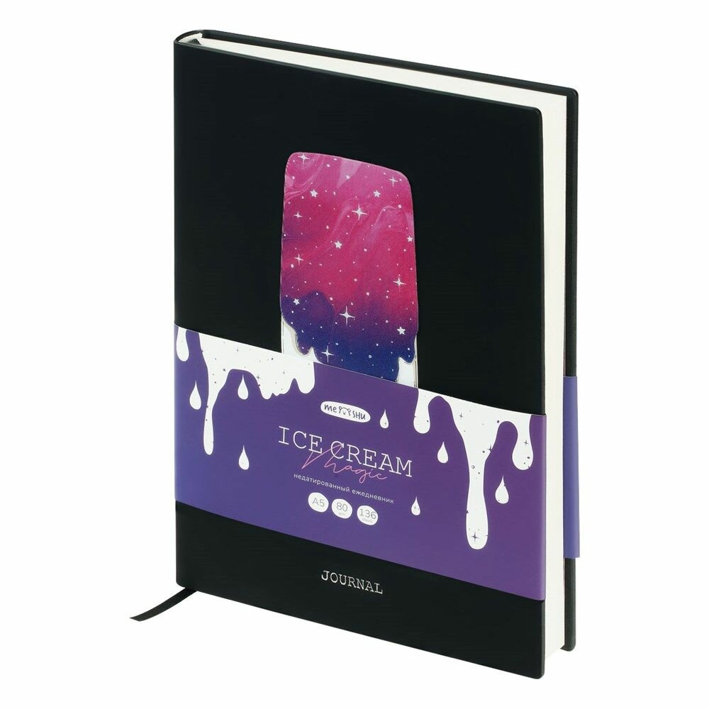 Ежедневник MESHU недатир. А5 136л. кожзам "Magic. Ice cream" (MS_53618) тонир. блок, аппликация с анимированным изображением, ляссе