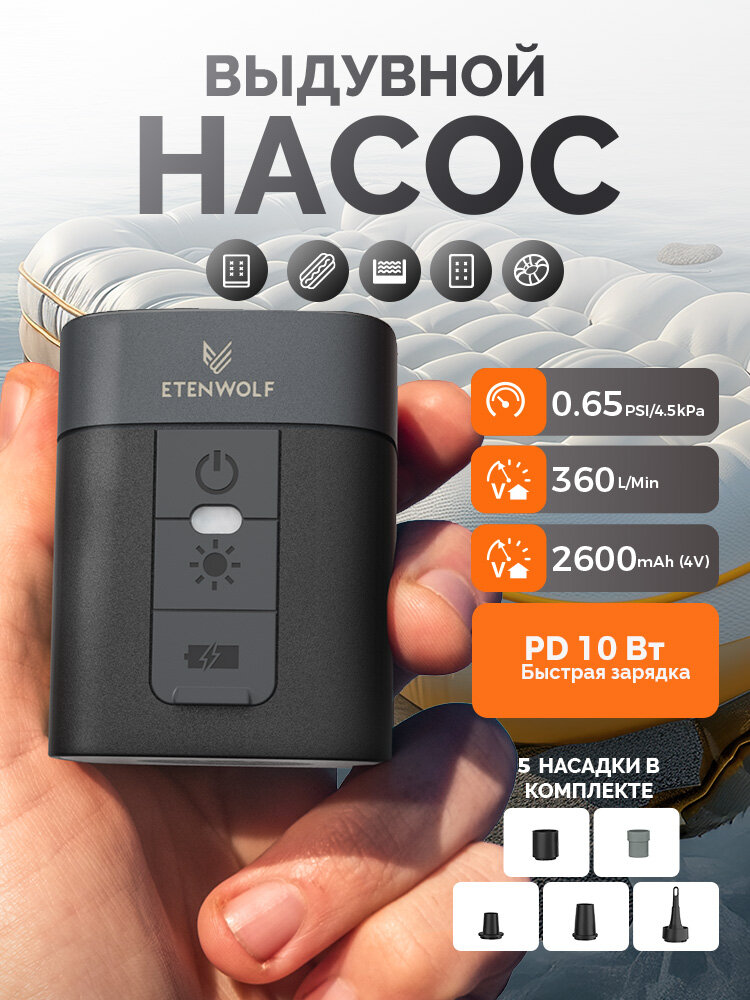 ETENWOLF AIR 3 электрический воздушный насос 2600 мАч кемпинговый фонарь надувной дефлятор уличный насос