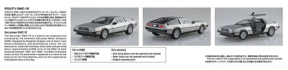 Сборная модель Aoshima 1/24 DeLorean DMC-12 Легковой автомобиль из пластика Бежевый/светло-серый — фото 1