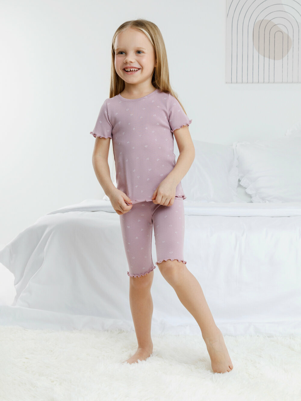 Пижама К 1632/сирень,контурные сердечки