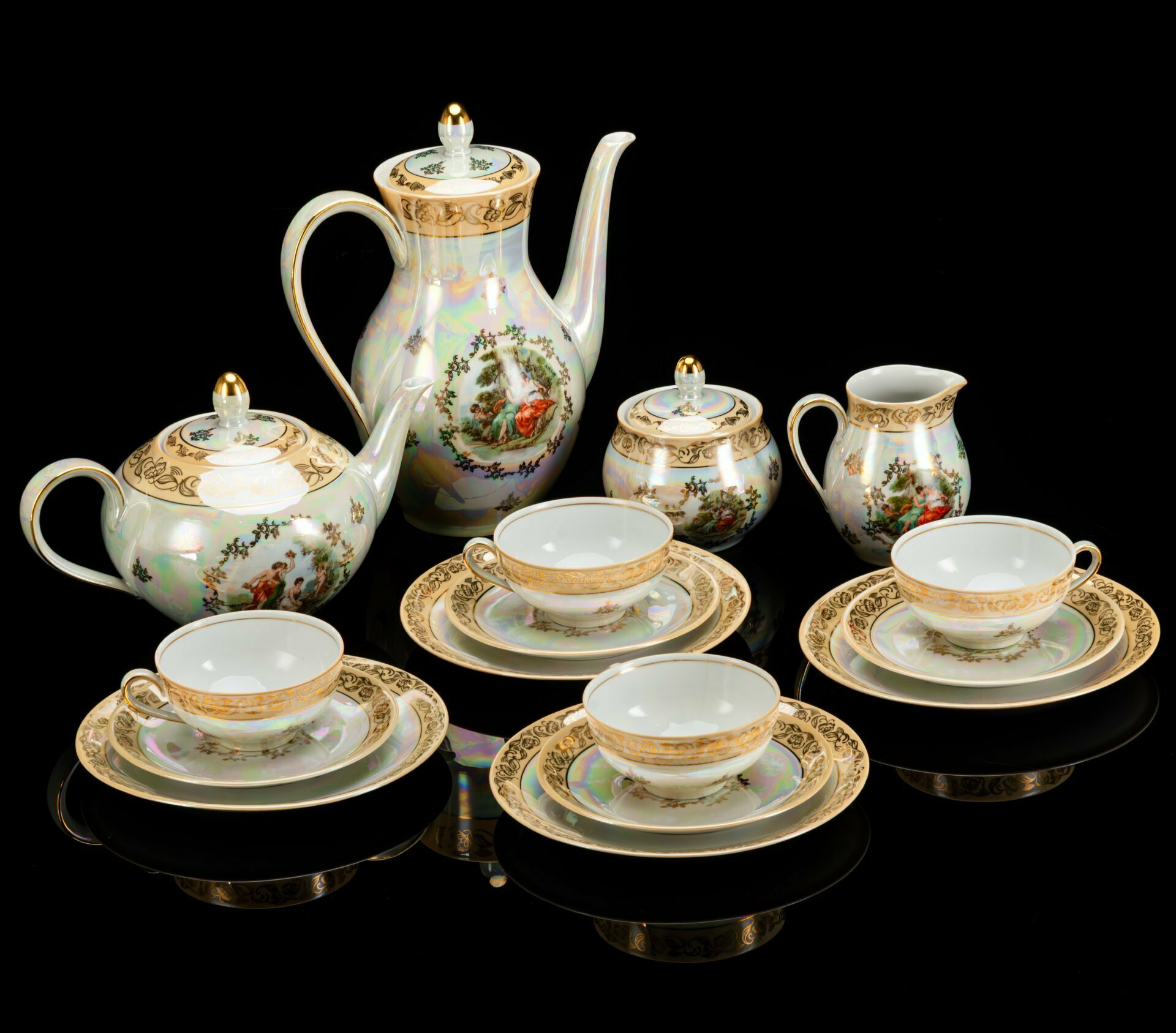 Сервиз чайный "Мадонна" на 4 персоны (16 предметов), фарфор, деколь, люстр