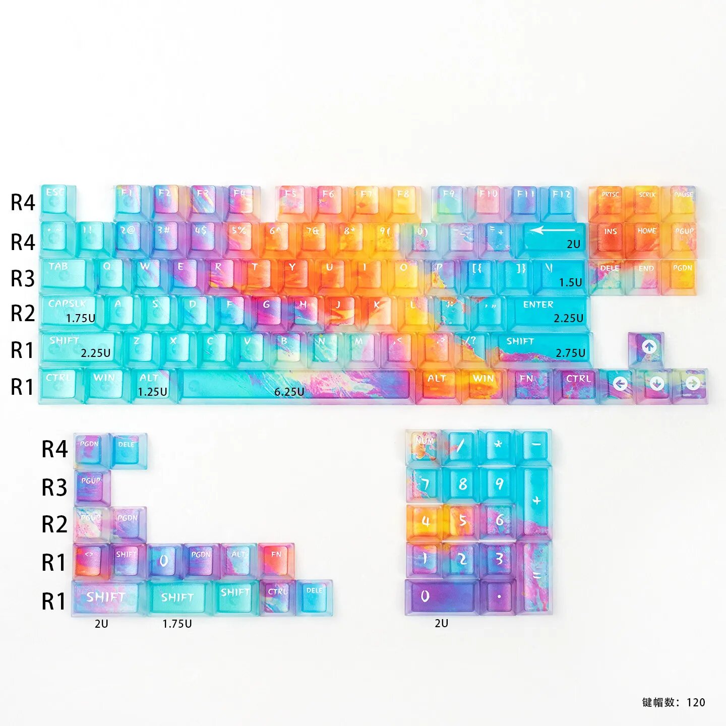 Розовые прозрачные кейкапы Cherry Profile для механической клавиатуры