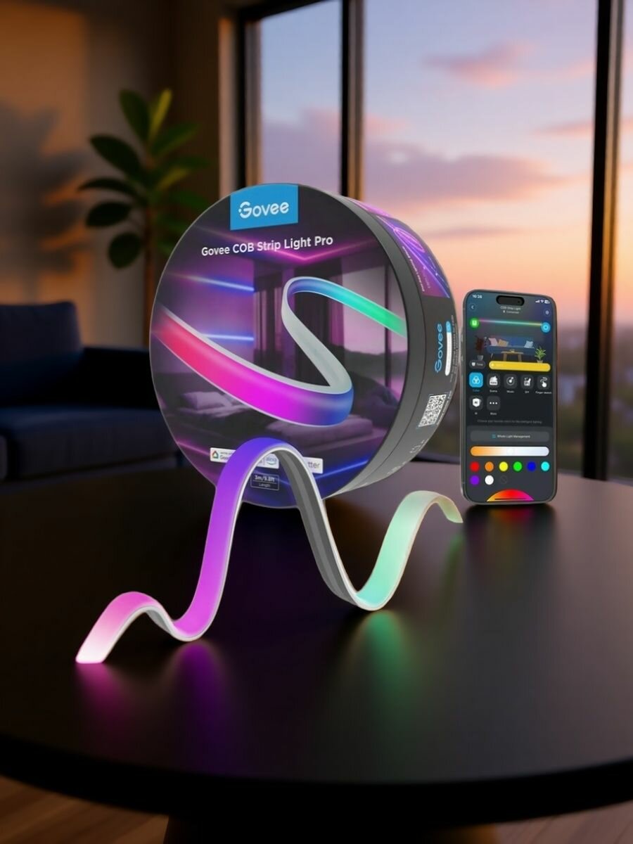 Cветодиодная лента RGB Govee COB Strip Light, умная LED подсветка 3 метра H61E53D1
