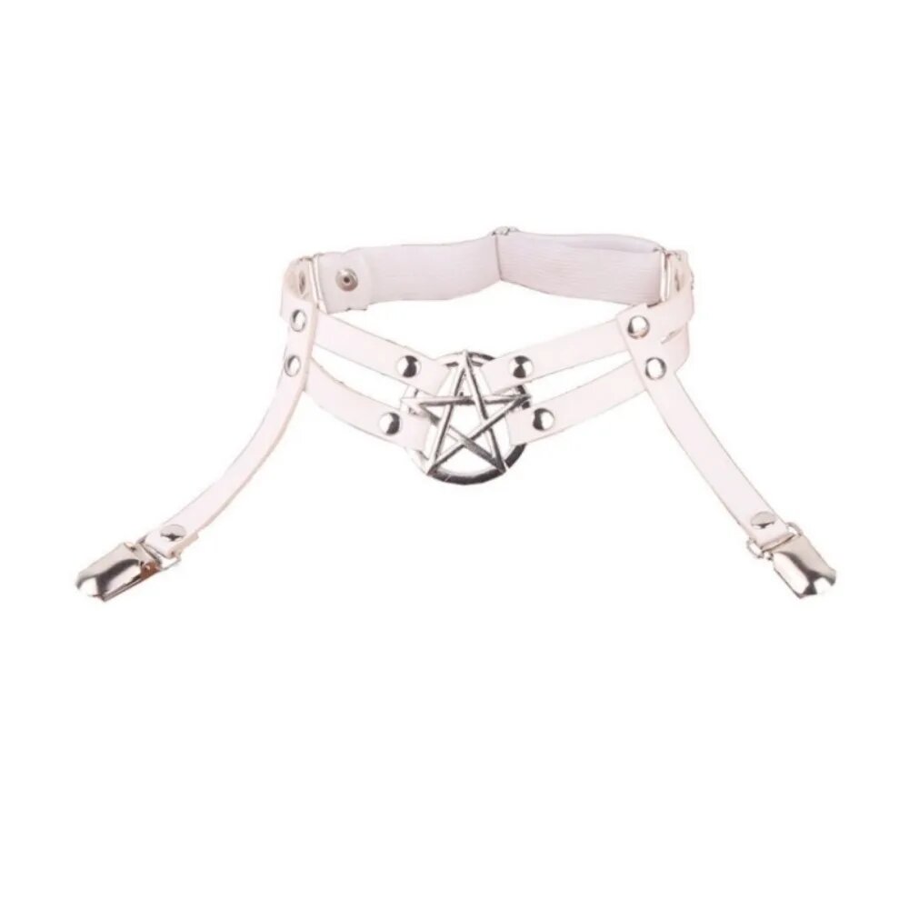 Регулируемый ремень-подтяжка для чулок из искусственной кожи Белый, White