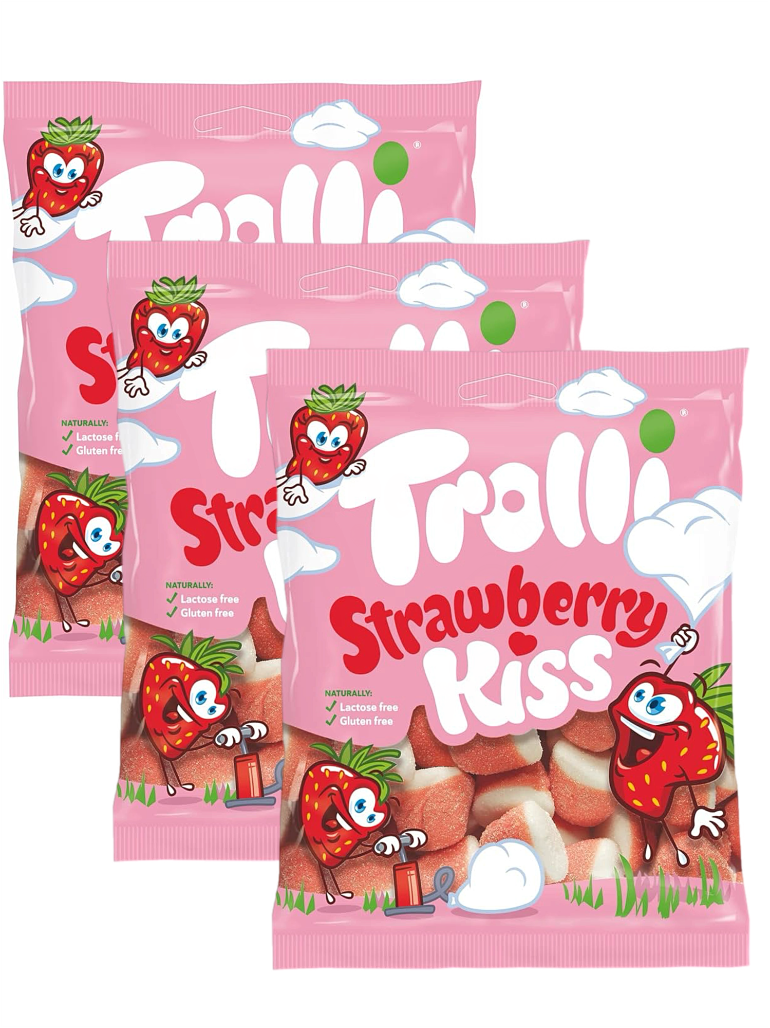 Мармелад жевательный Trolli Strawberry Kiss клубничный поцелуй, 150 гр х 3 шт (Германия)