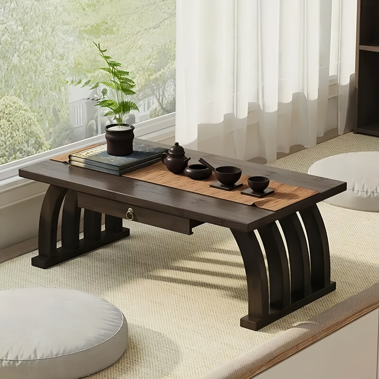 Китайский чайный столик из бамбука - низкий для подоконника и татами"