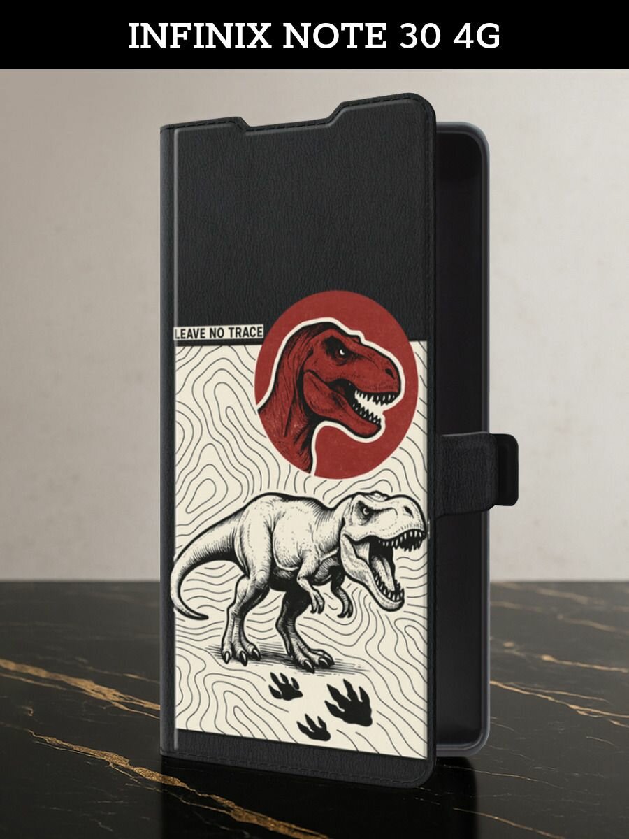 Чехол-книжка на Infinix Note 30 4G / Инфиникс Нот 30 4G с принтом Leave no trace, черный