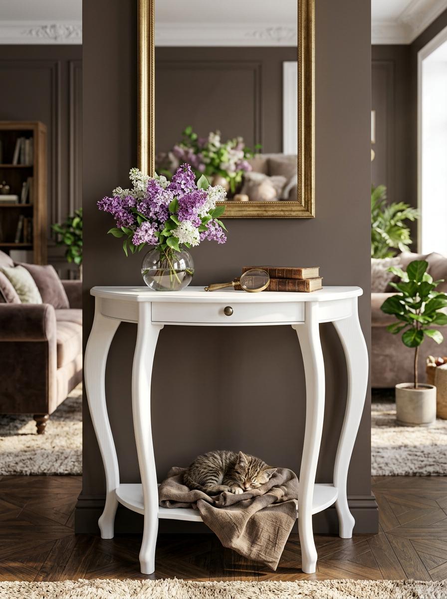 Консоль Мебелик на ножках, с ящиком и полкой Элегант цвет молочный дуб Л