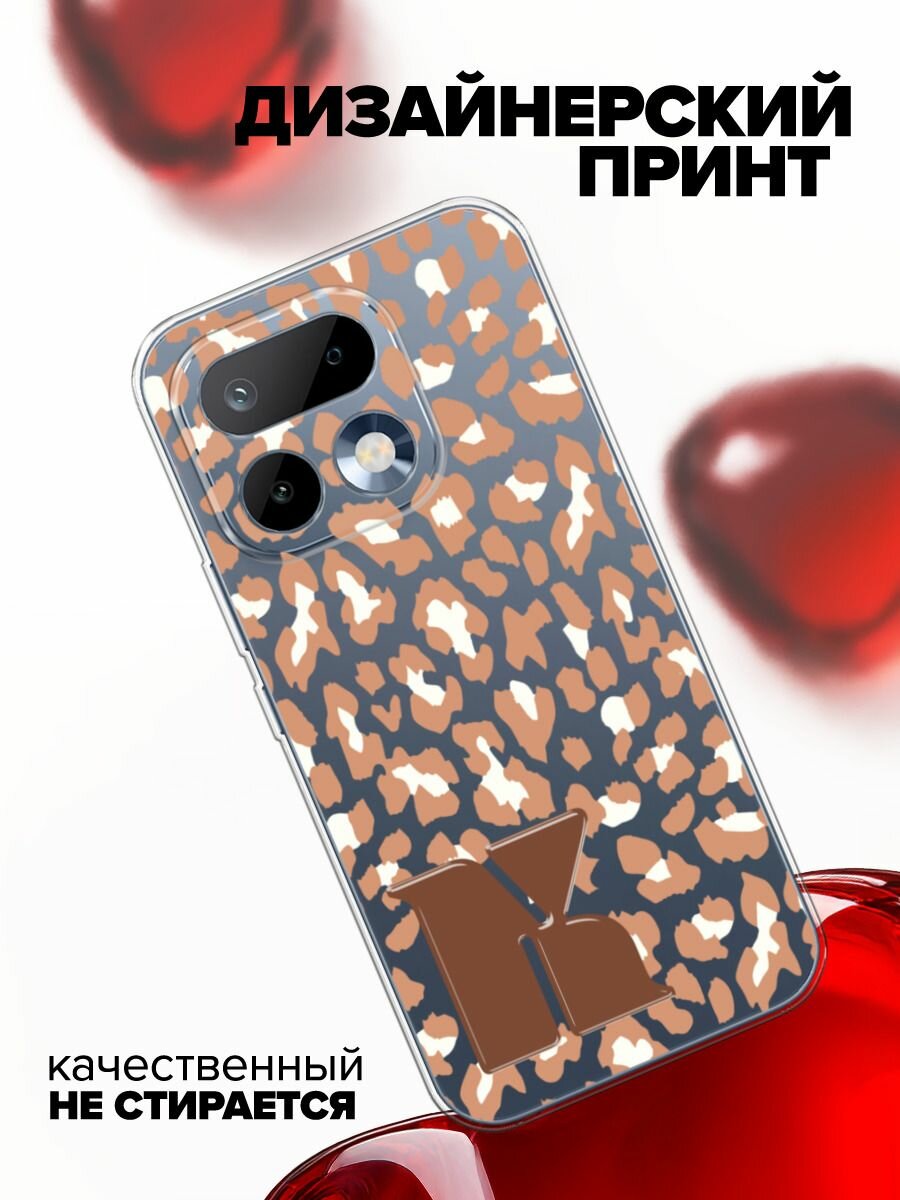 Силиконовый чехол на Realme 16 Pro / Реалми 16 Про с принтом Буква K в леопарде — фото 1