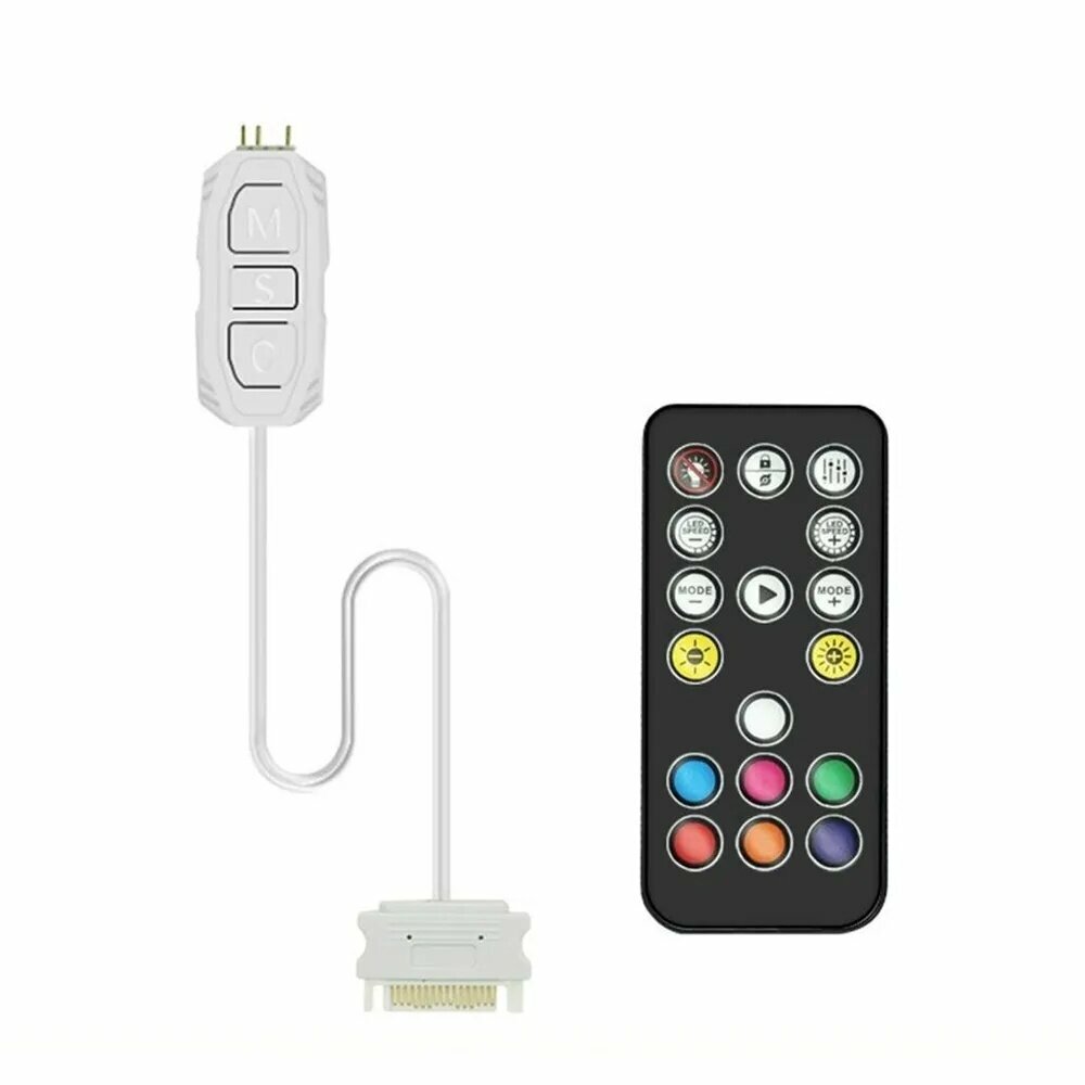 SATAS Power Argb PC Controller, 5 В 3PIN RGBS HUB с удаленной, легкой установкой для вентиляторов компьютера, Белый