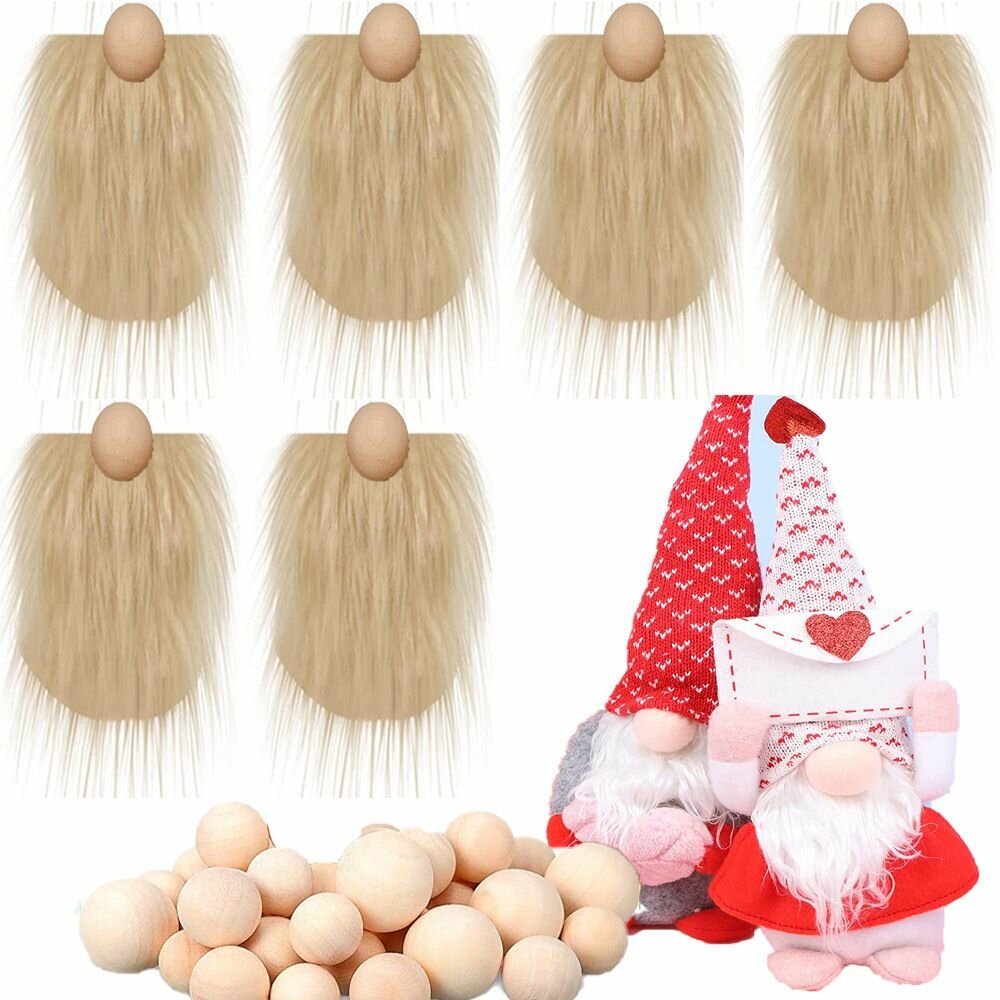 Бусины гнома и искусственные бороды, 6 шт./компл, искусственная борода гнома, деревянная бусина