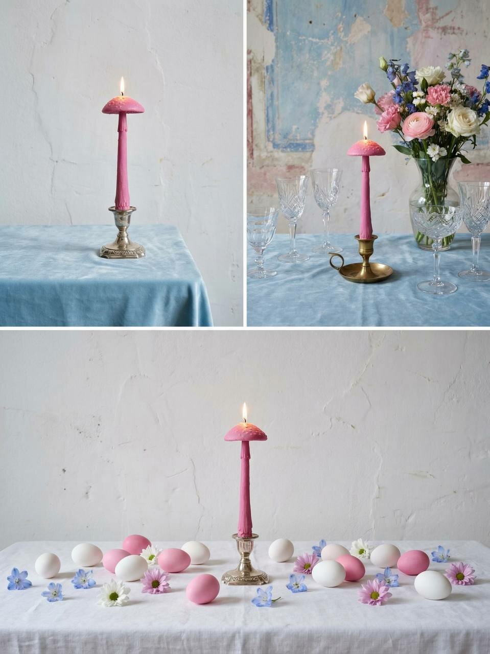 Свеча Unification Love "Гриб мухомор", фигурная, розовая, аромат черной смородины