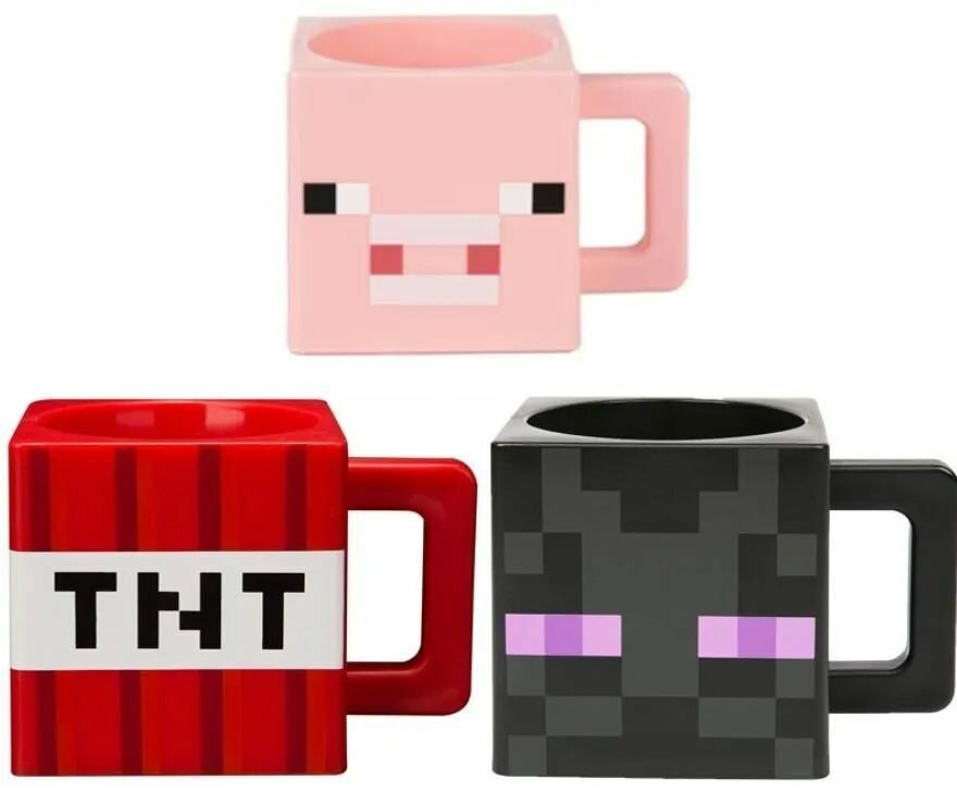 Кружка с дизайном Minecraft, пластиковая, большая 400 мл, для завтрака, подарок игроку