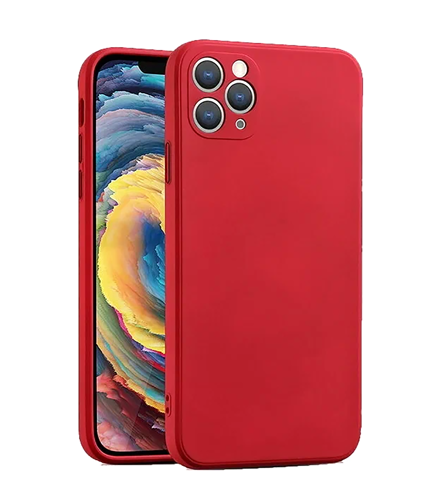 Чехол на Apple iPhone 12 Pro с защитой камеры и подкладкой из микрофибры, силиконовый, красный