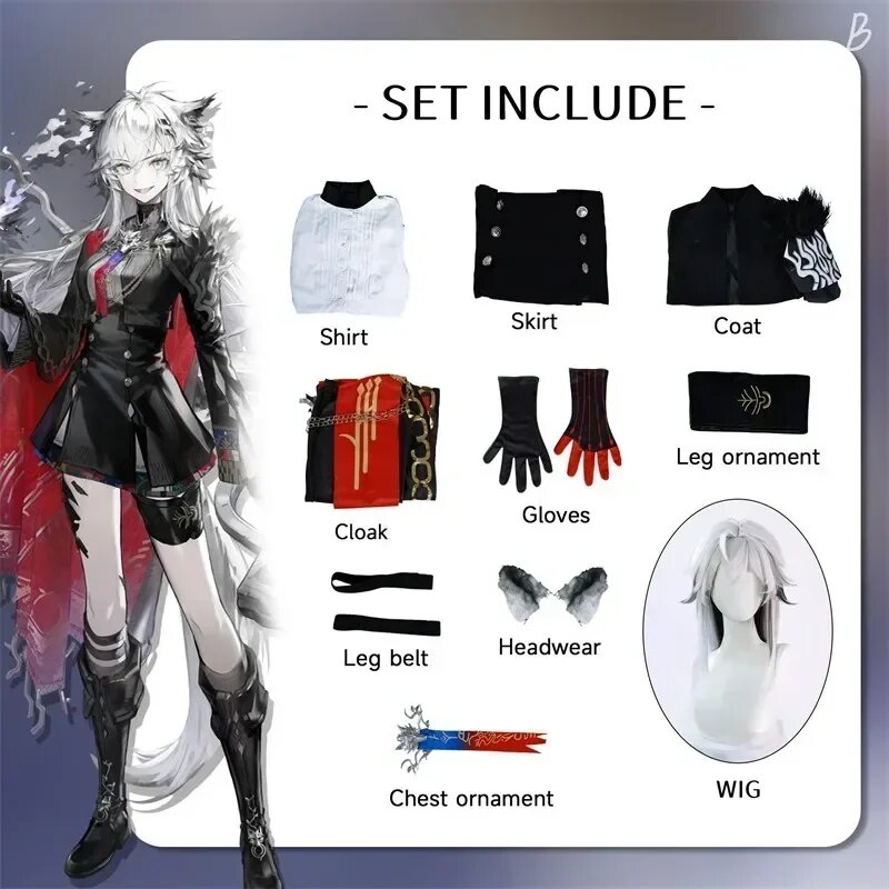 Костюм Лаппланд из Arknights для взрослых S, costume wig