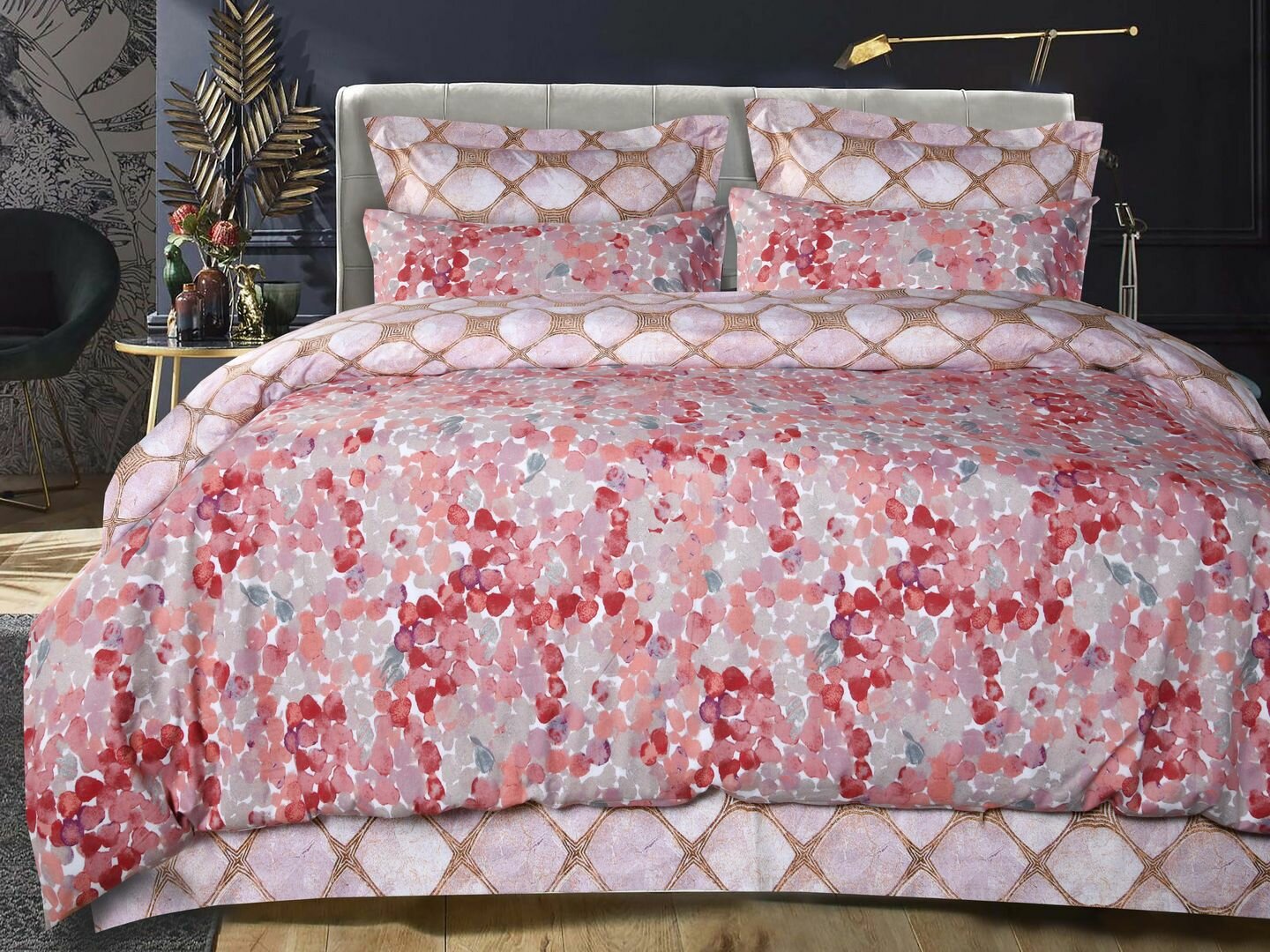 Постельное белье евро спальное Mona Liza NEOCLASSIC "Coral" сатин наволочки 70*70 и 50*70