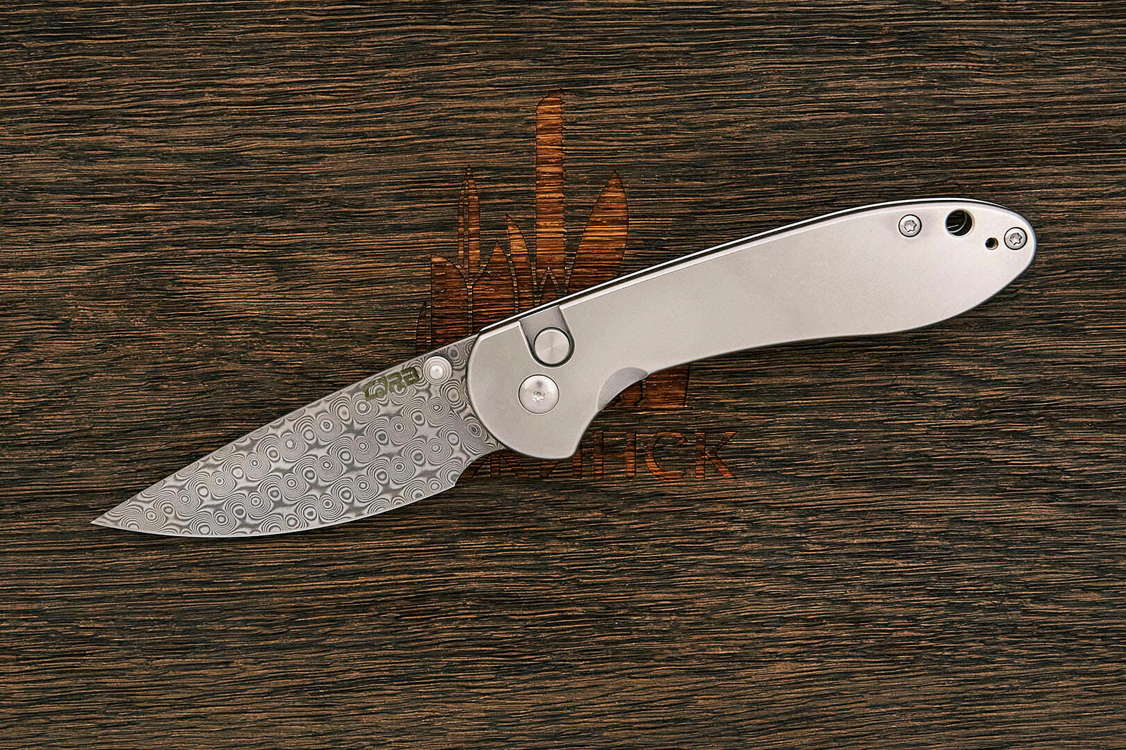 Нож складной CJRB Feldspar, клинок 89мм, дамаск нержавеющий, рукоять сталь