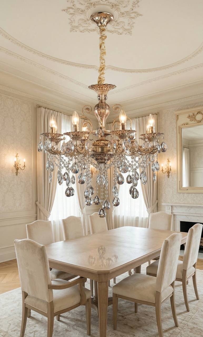 Люстра подвесная в классическом стиле с сменными лампочками Свет Столицы LF 8000/8 FGD+BK, цоколь E14