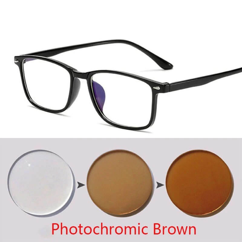 Фотохромные очки черная оправа, Myopia -550