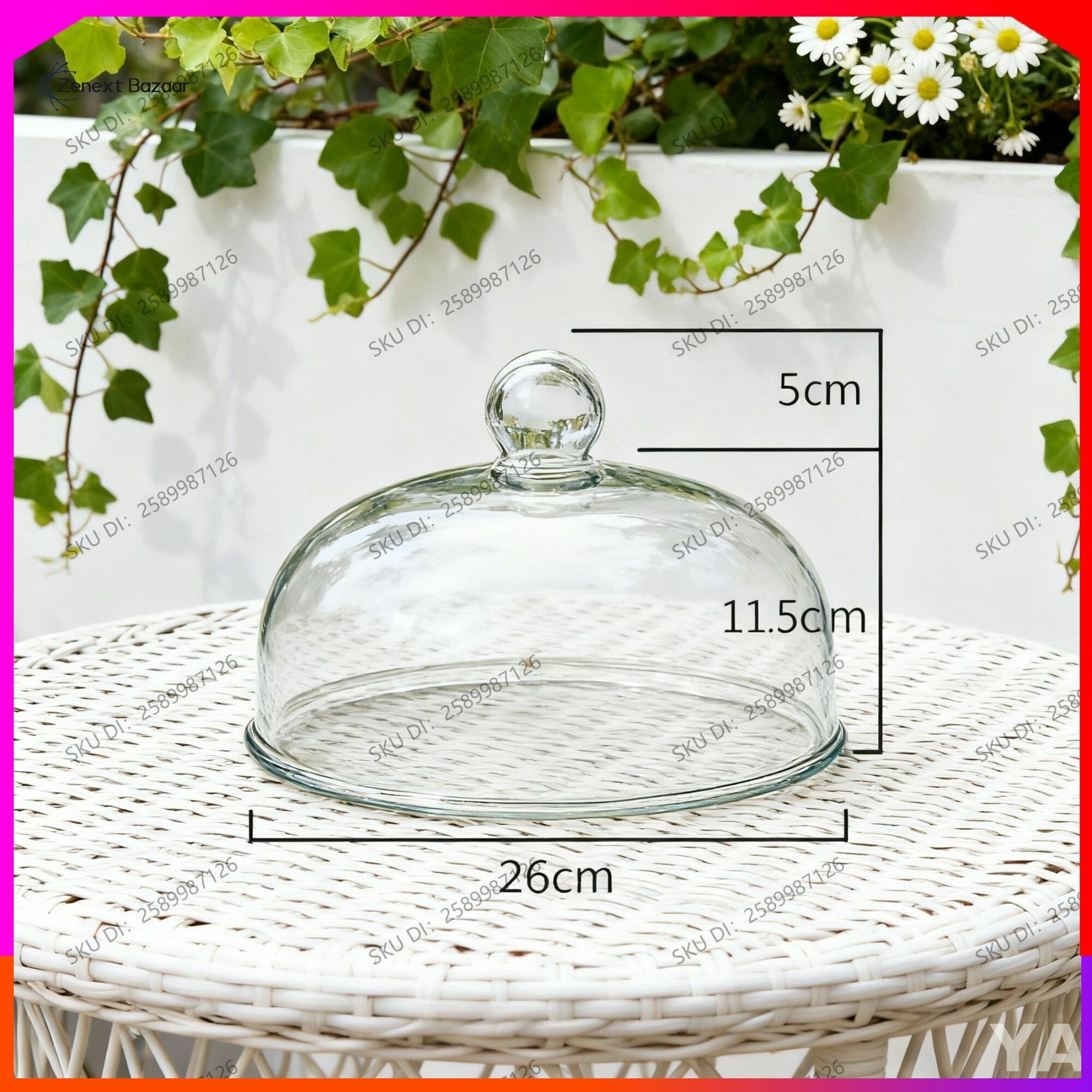 Эксклюзивная стеклянная крышка 26 см с ручкой