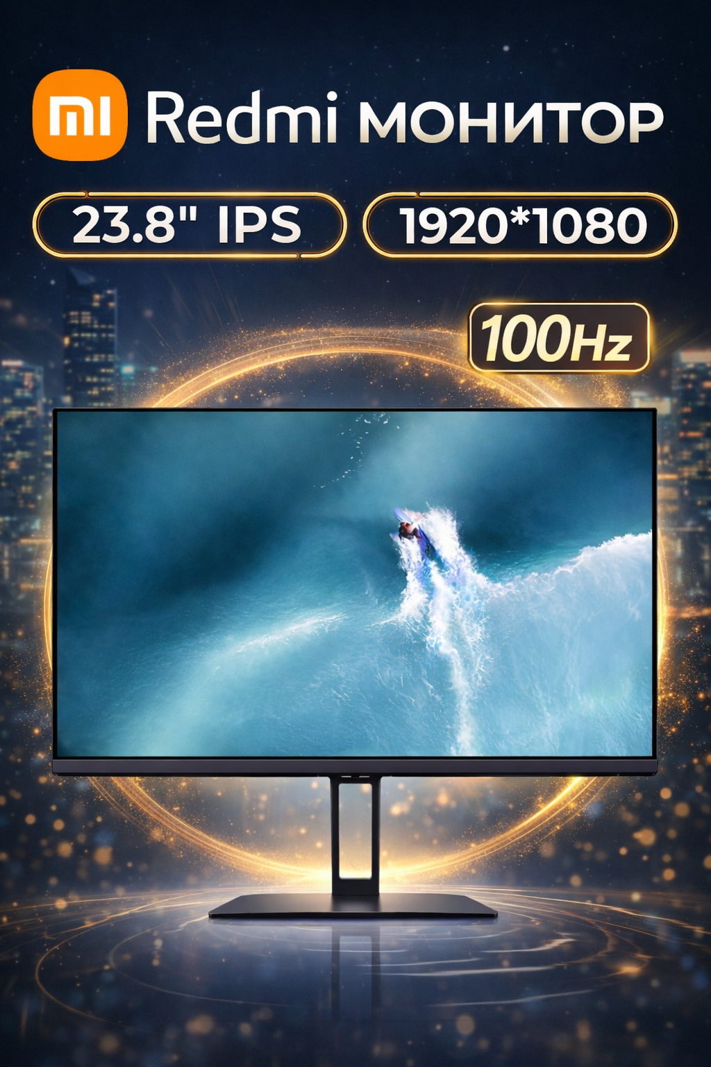 23.8" Монитор Xiaomi Redmi, IPS, 1920x1080, 100 Гц, IPS, HDMI+VGA