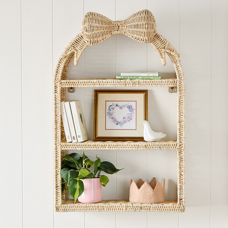Настенный стеллаж для украшения корзины для хранения из ротанга 20*7.5*31.5 см